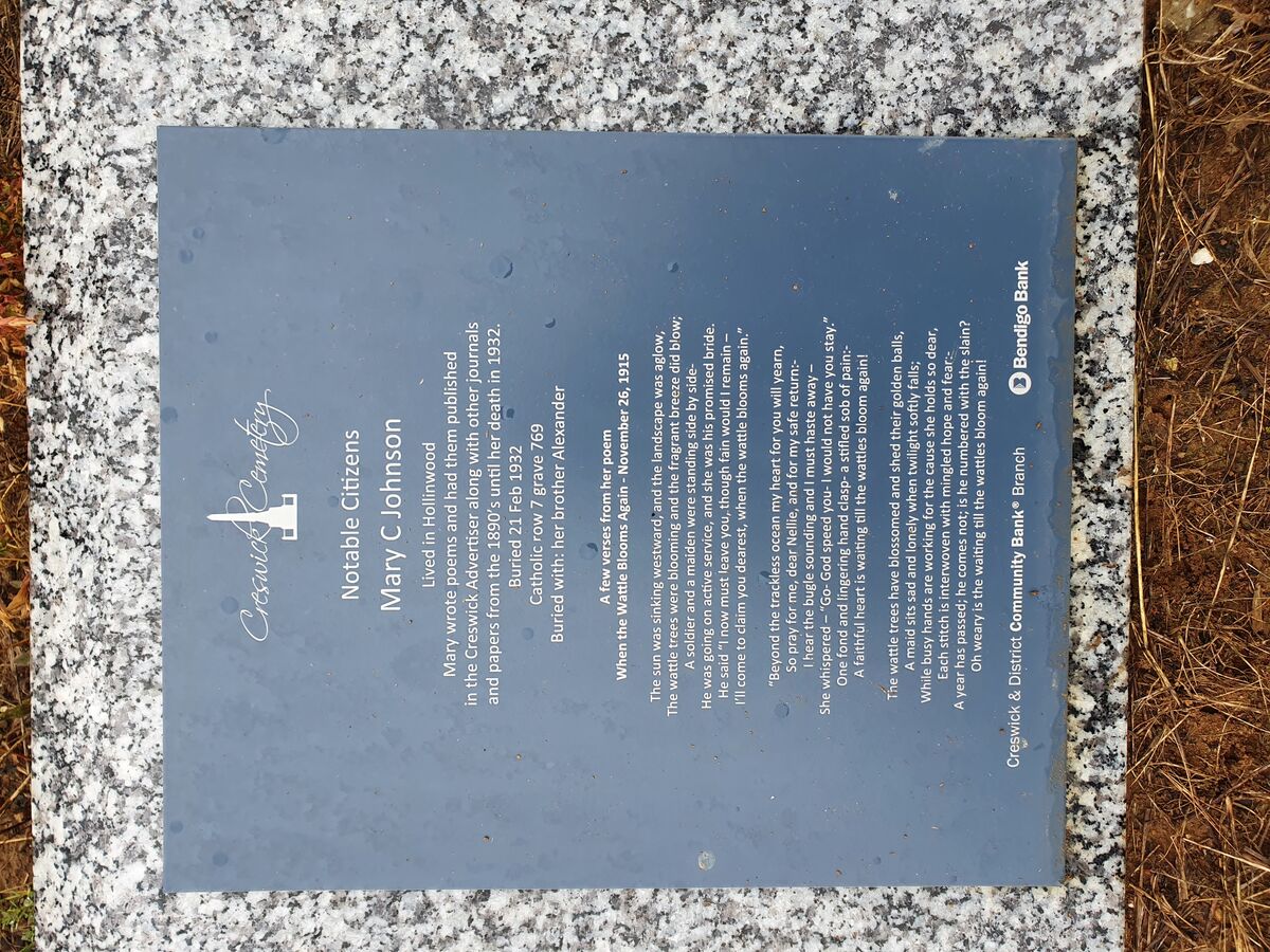 Johnson, Mary | Creswick Cemetery