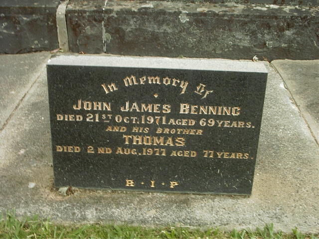 Benning, John James | Creswick Cemetery