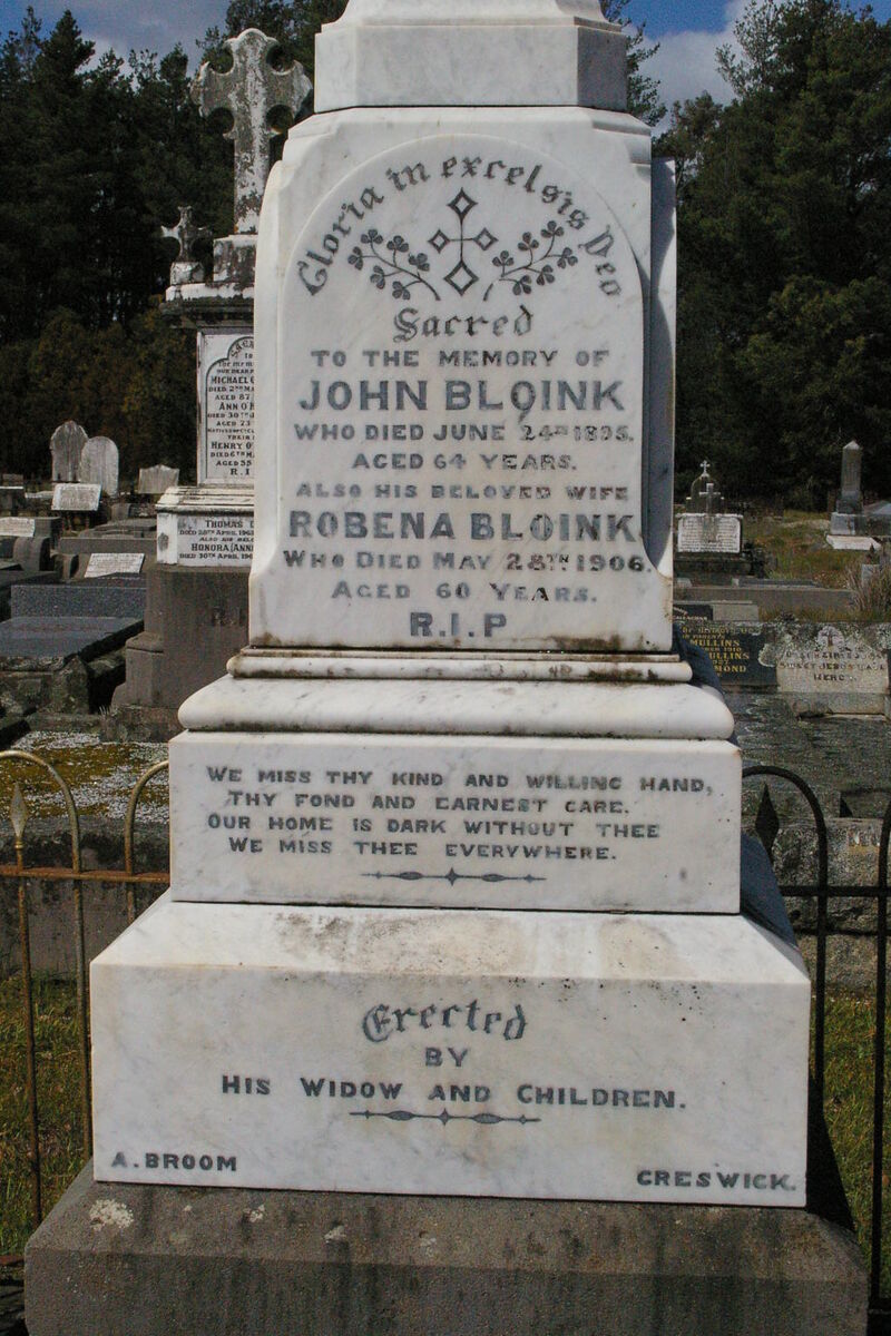 Bloink, John | Creswick Cemetery